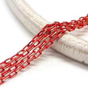 Gold Plated Red Colored Brass Chain, Cable Chain, Hypoallergenic, Non ...