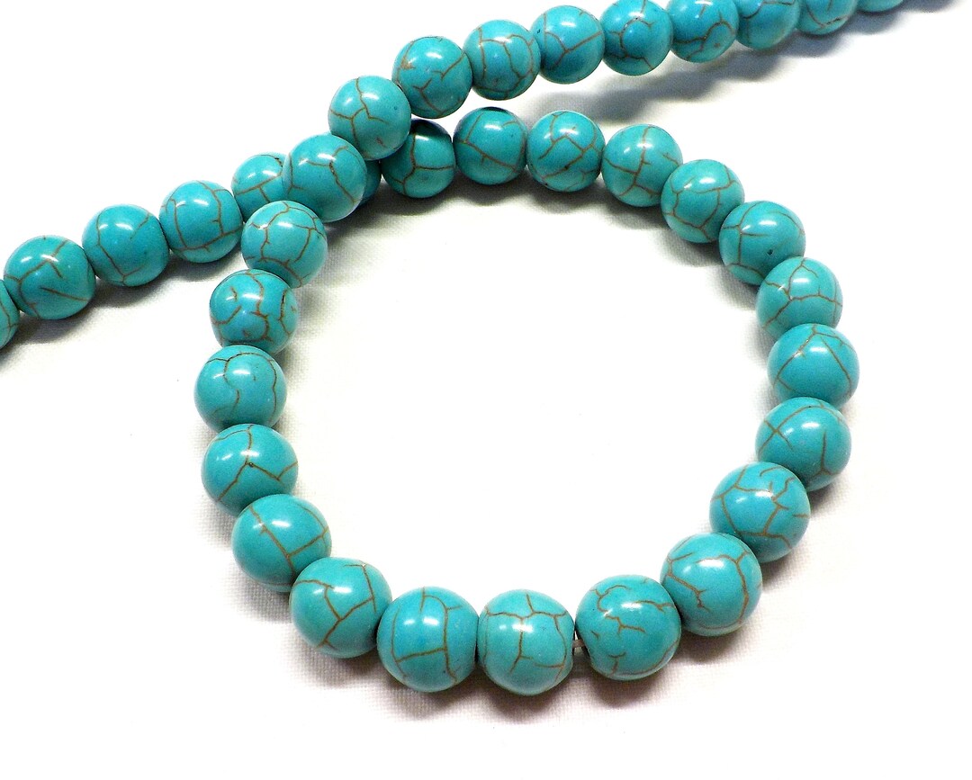 10mm Turquoise Howlite Beads, Round Blue Howlite Balls, Sphere Gemstone ...