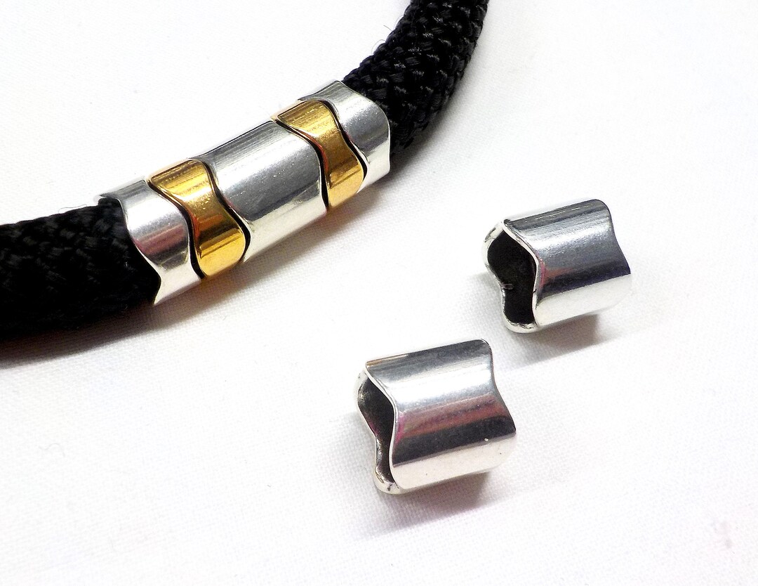 Silver Irregular Tube, Tube Slider, Tube Spacer, 10mm Beads, Large Hole ...