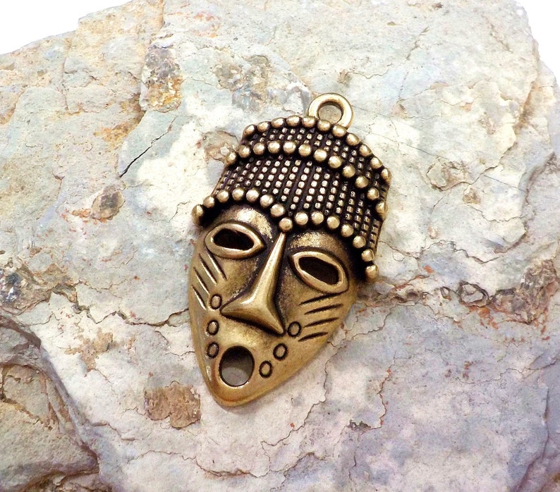 Bronze African Mask Pendant, African Traditional Mask, Ethnic Pendant ...