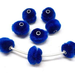 Blue Pom Poms With Tube, Pom Pom Beads Sliders, Earrings Necklace ...