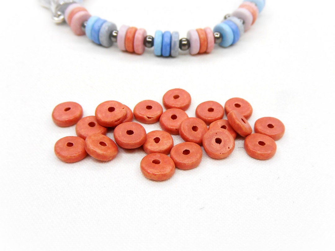 Terracotta Ceramic Washers, Ceramic Rondelles, Small Ceramic Discs ...