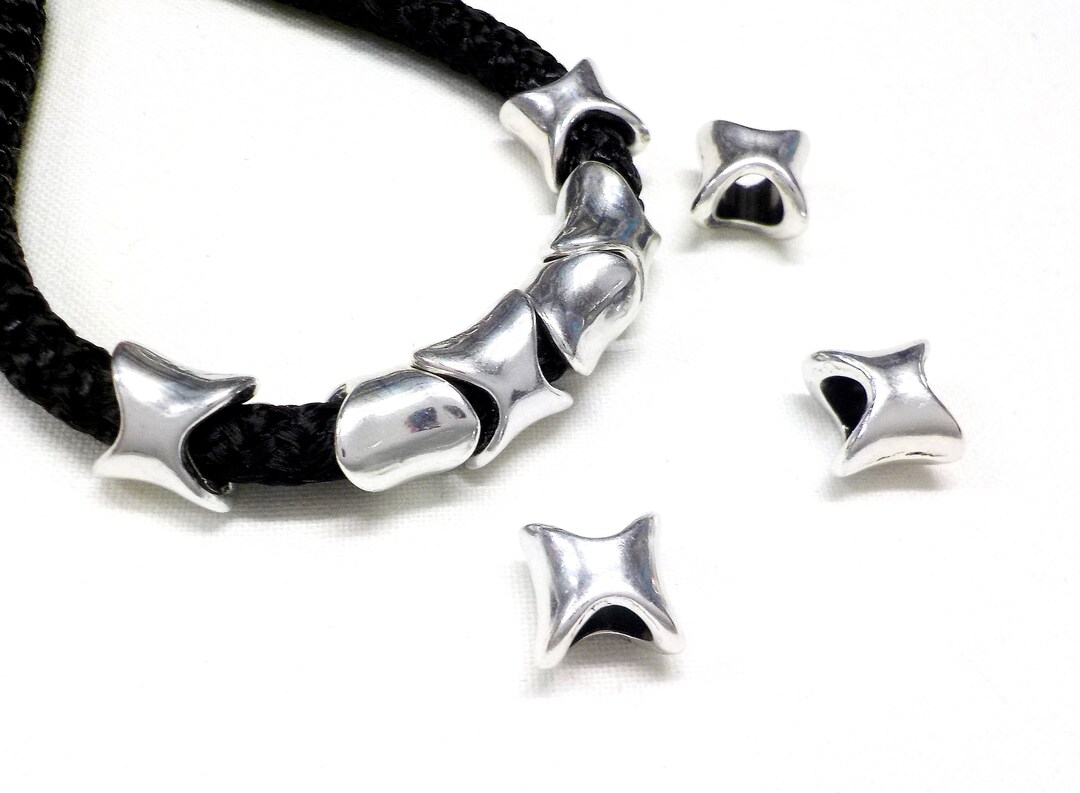 Silver Plated Irregular Tube Beads, Irregular Metal Rings Sliders ...