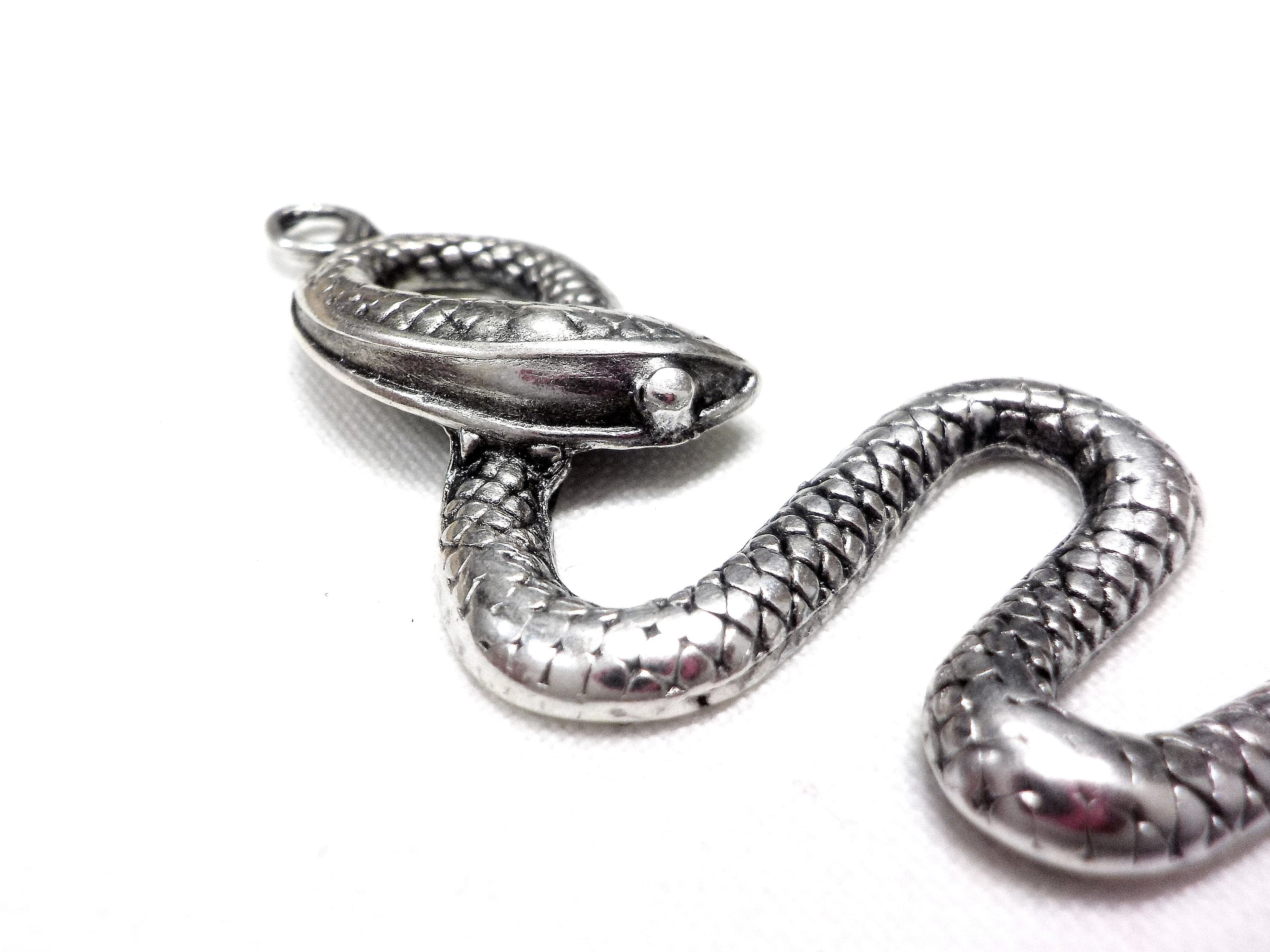 Silver Plated Snake Pendant, Snake Necklace, Snake Earrings, Animal ...