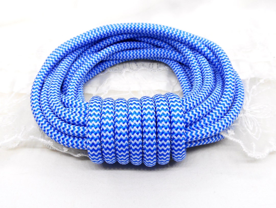 5mm Blue and White Chevron Rope Cord, Braided Trim Semisoft Climbing ...