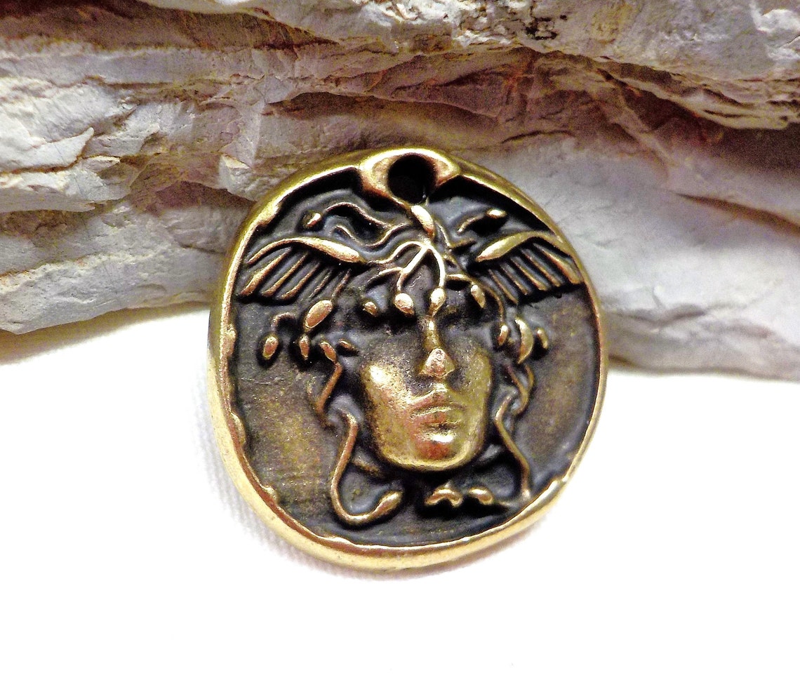 Bronze Medusa Pendant Round Medusa Coin Ancient Greek Round | Etsy