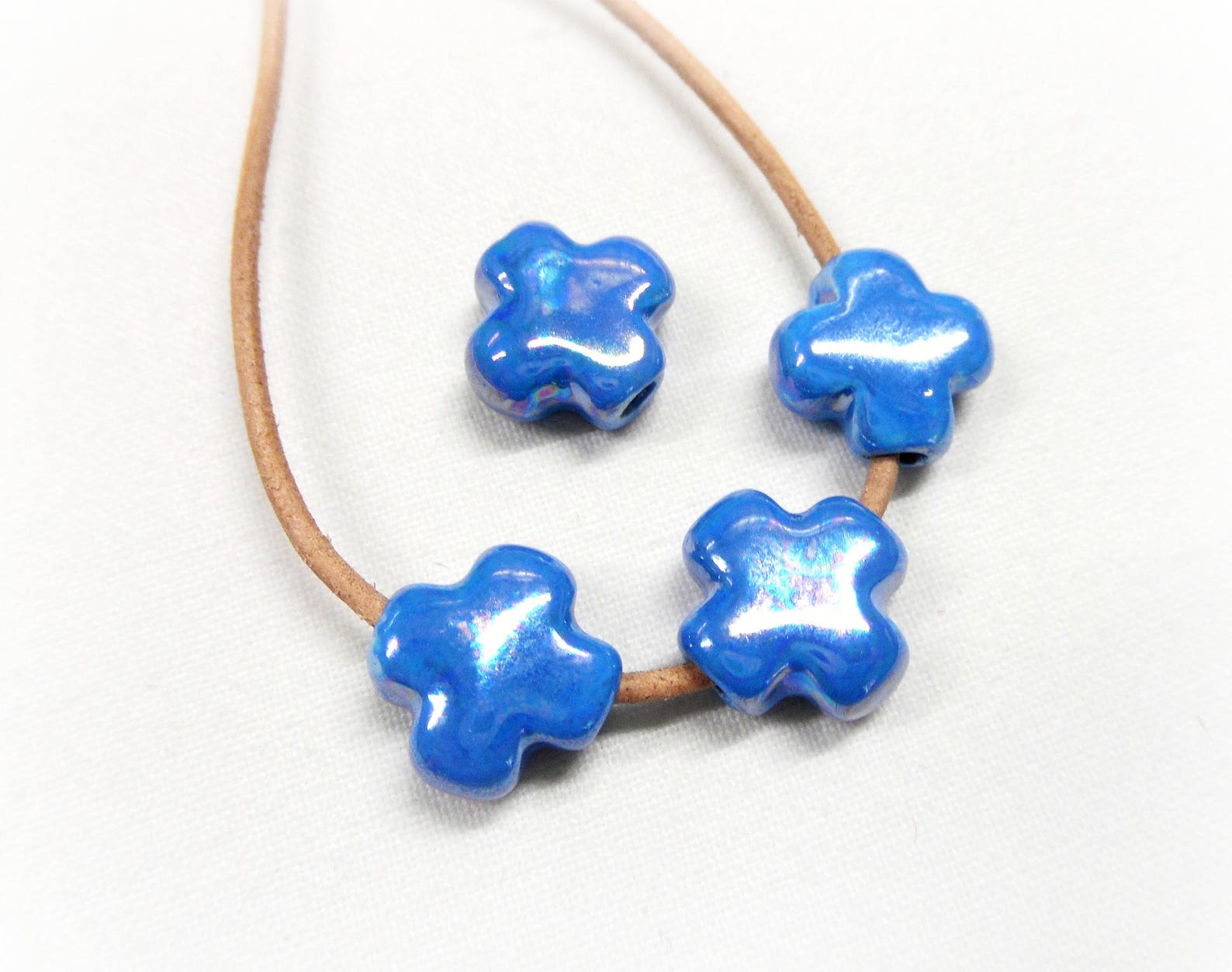 Blue Ceramic Cross Bead, Greek Enameled Ceramic Slider, Ceramic Cross ...