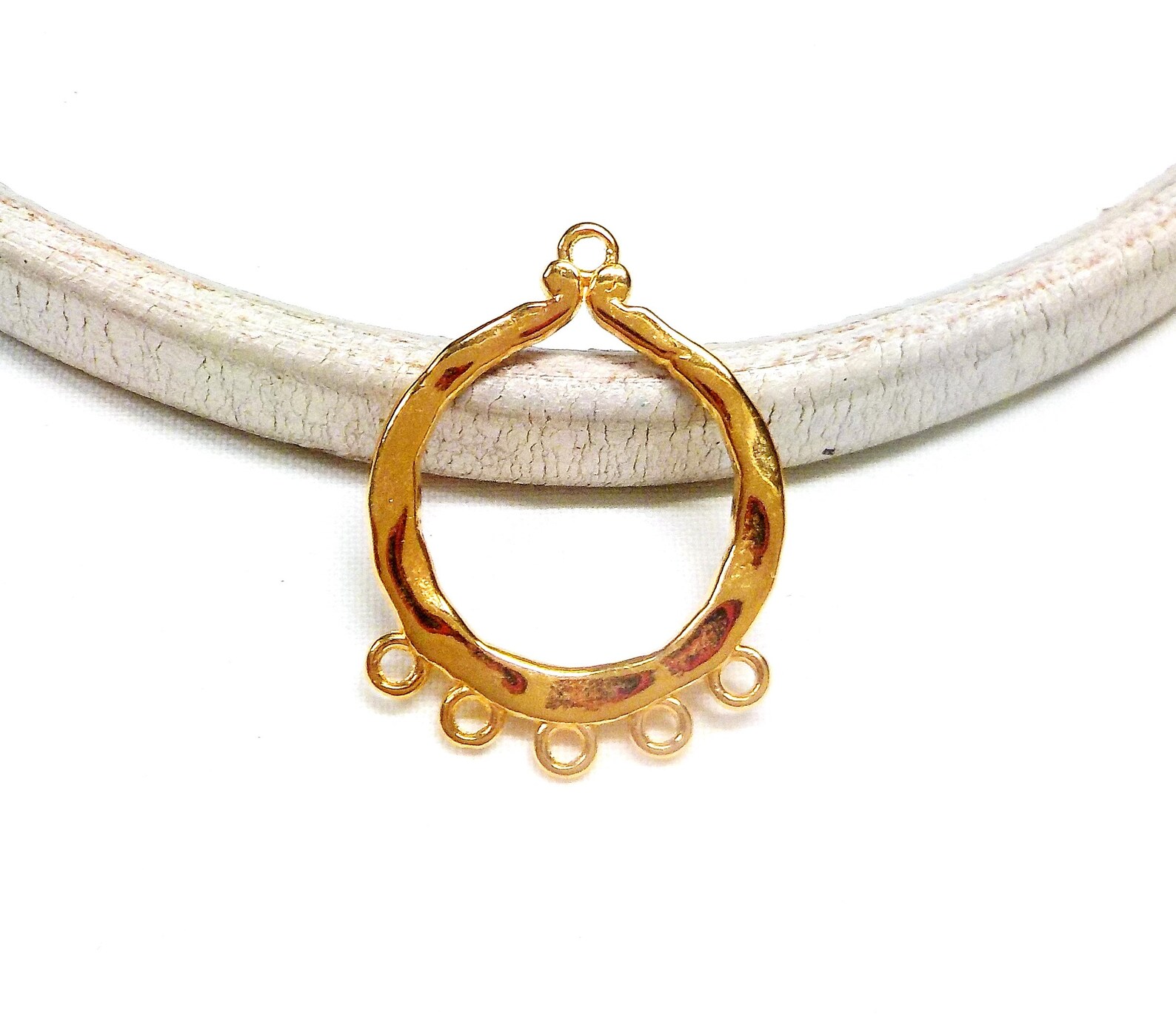 24K Gold Plated Chandelier Pendant, Statement Round Pendant With Loops ...