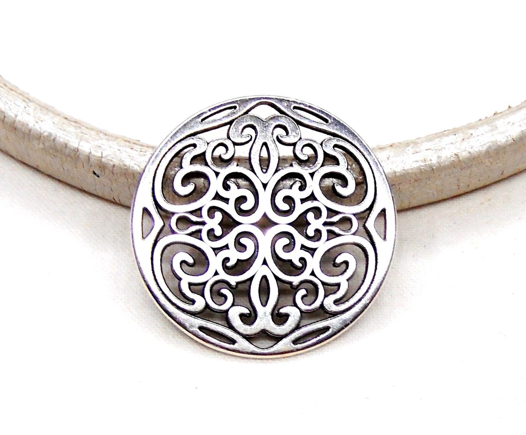 Silver Plated Filigree Round Connector, Filigree Pendant, Greek Metal ...