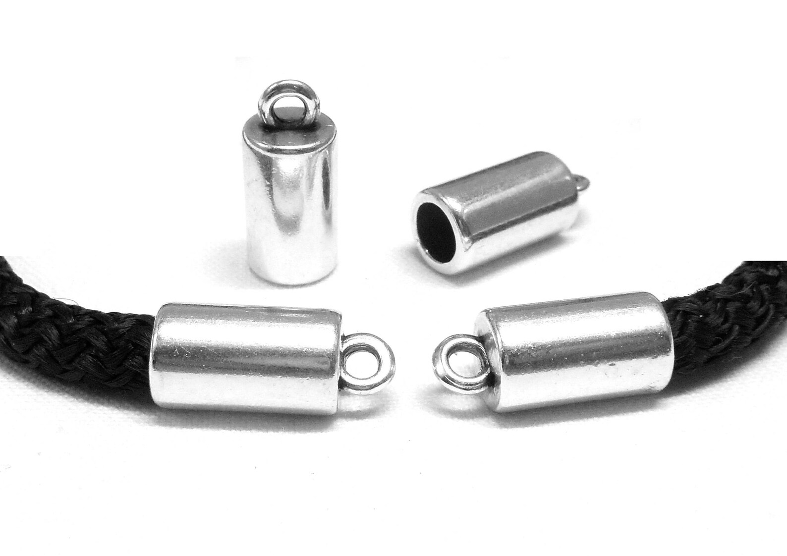 Silver Plated End Caps for 5mm Round Cord, End Cap, Cord Terminal ...