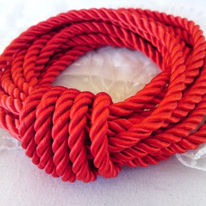 5mm Red Satin Twisted Cord, Wrapped Thread Cord, Rope Cord- 2 Yards/ 1 ...
