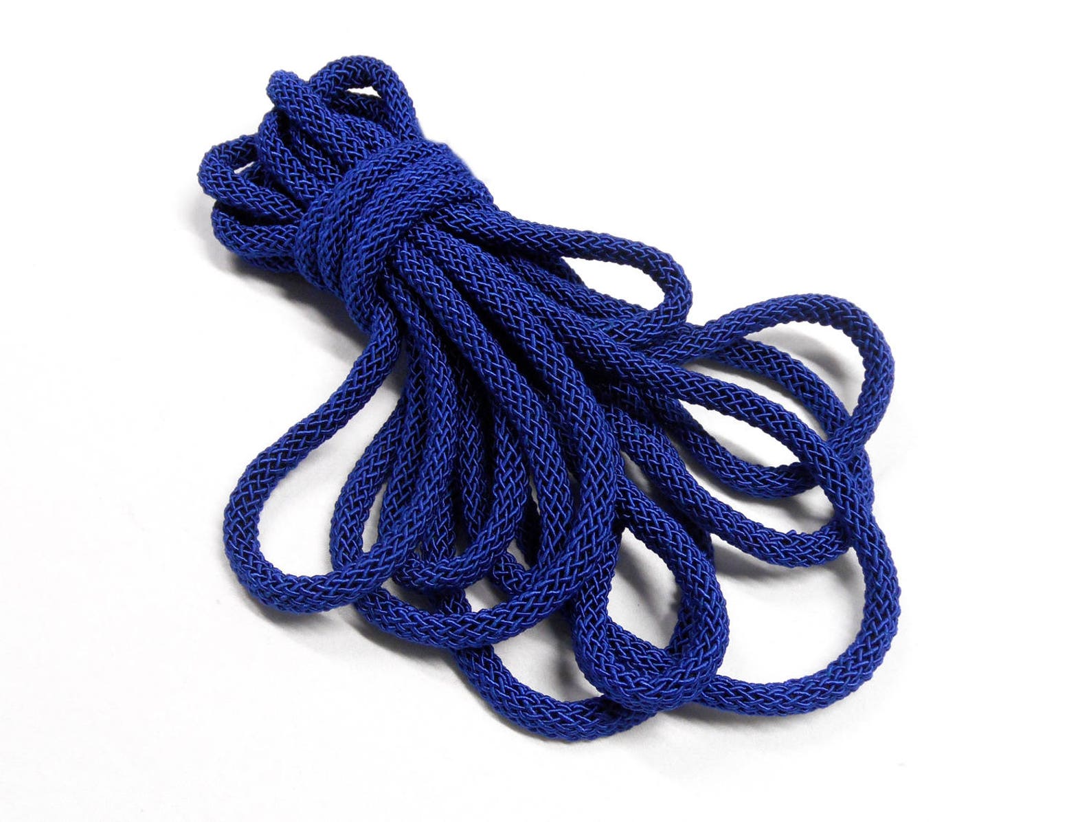 Dark Blue Braided Oval Rope Cord, Semisoft Trim Cord, Artificial Silk ...