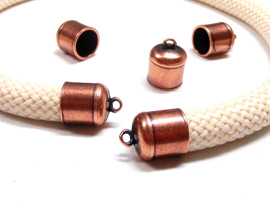 Copper End Caps for 10mm Round Cord, End Caps, Cord Terminals, 10mm ...