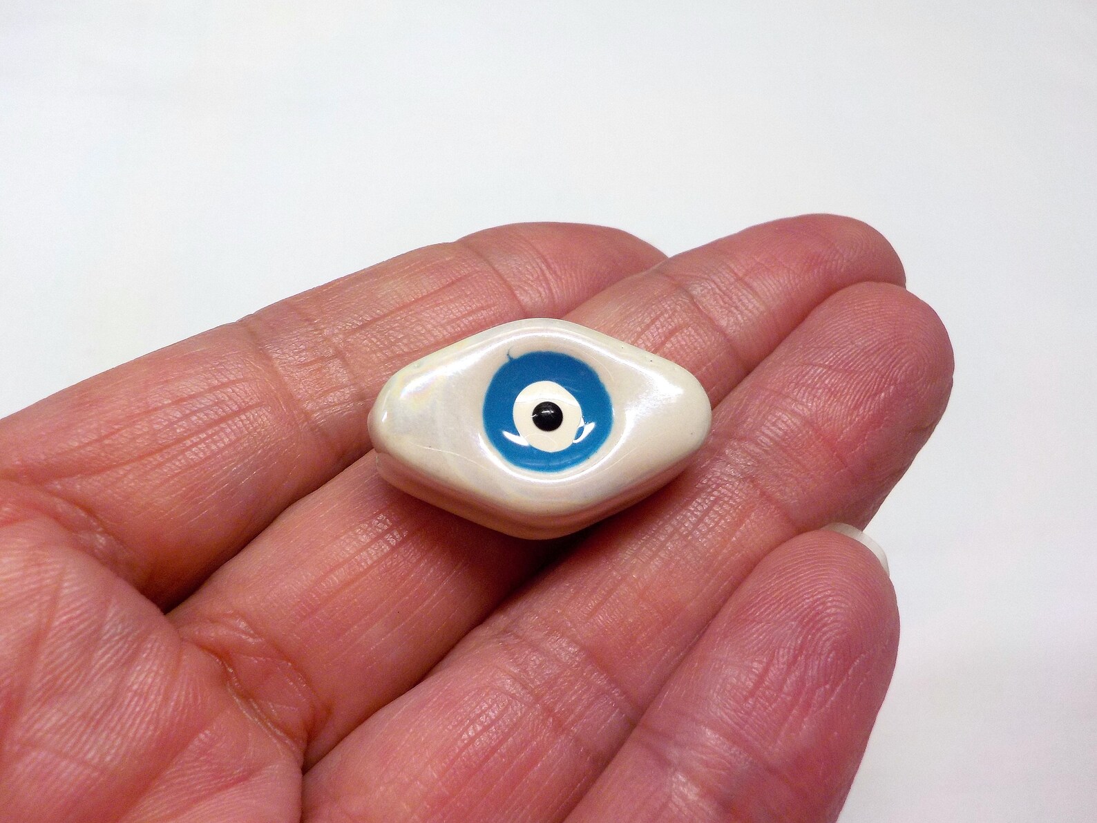 Rhombus Ceramic Bead Greek Enameled Ceramic Slider Evil Eye - Etsy