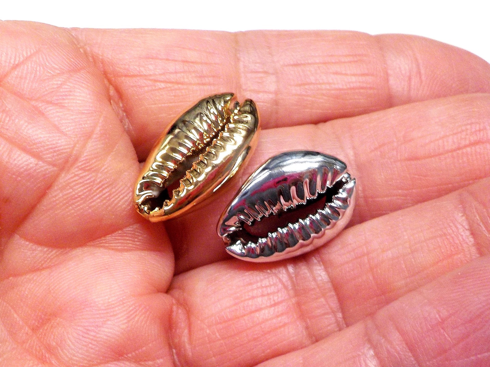 Gold Plated Natural Sea Shell Back Cut Cowrie Shell Beads | Etsy