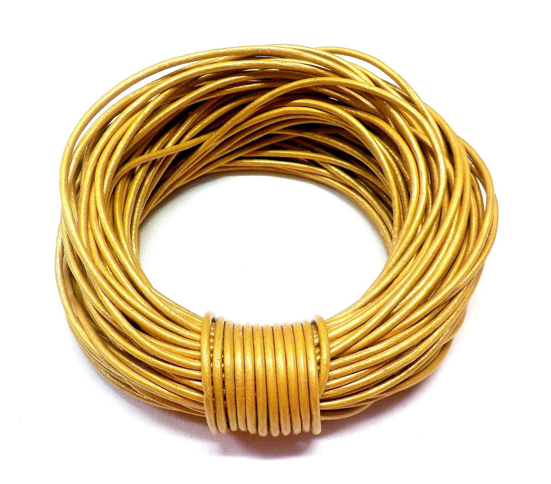 1.5mm Gold Leather Cord, High Quality Genuine Leather Round Cord, Greek ...