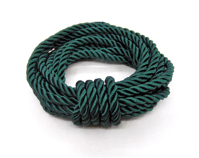 5mm Dark Green Satin Twisted Cord, Wrapped Thread Cord, Polyester ...