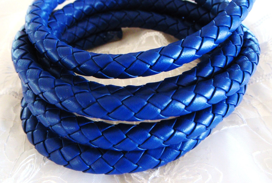 Dark Blue Braided Vegan Leather Cord Faux Leather 7-8mm Cord - Etsy