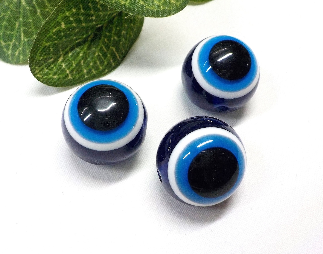 Extra Large Evil Eye Beads, Good Luck Protection Beads, Dark Blue High ...