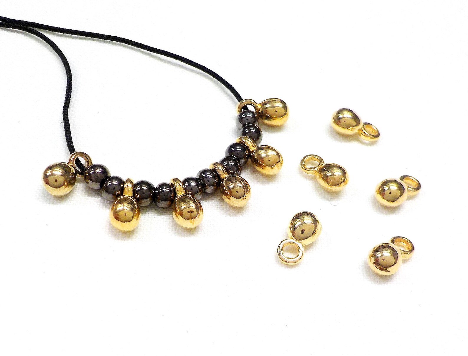 Gold Plated Tiny Balls With Ring Small Dangle Drop Charms | Etsy