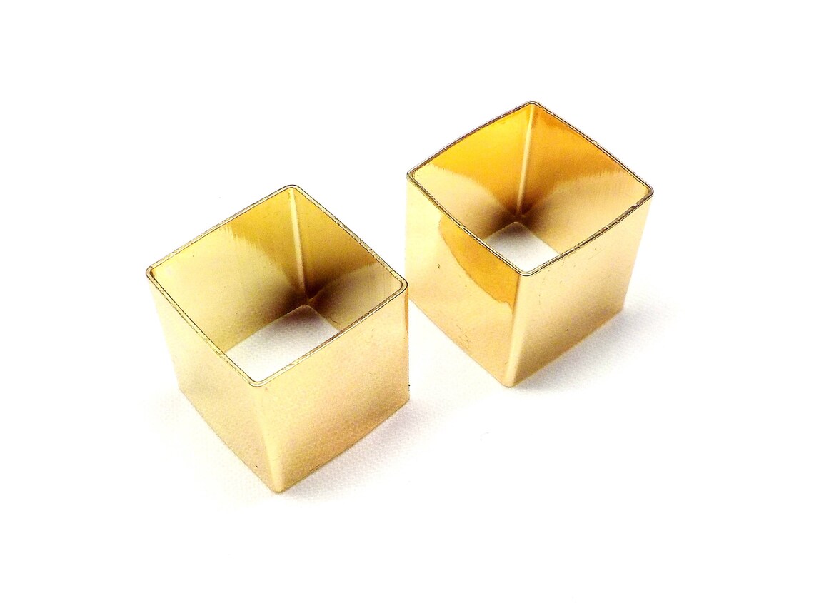 Gold Plated Brass Square Tube Beads, Gold Slider Spacer Beads, Metal ...