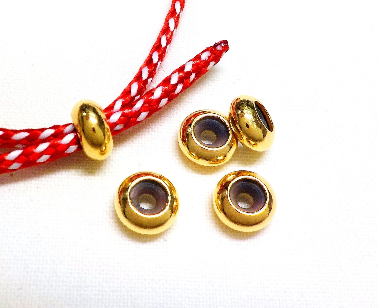 Gold Stopper Beads With Rubber Tube Slider Stopper Beads - Etsy