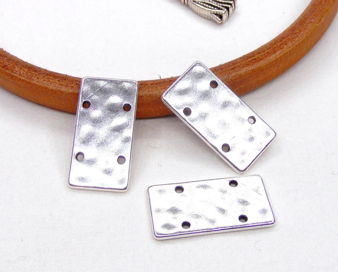 Silver Hammered Rectangle Pendant, Geometric Rectangular Pendant ...