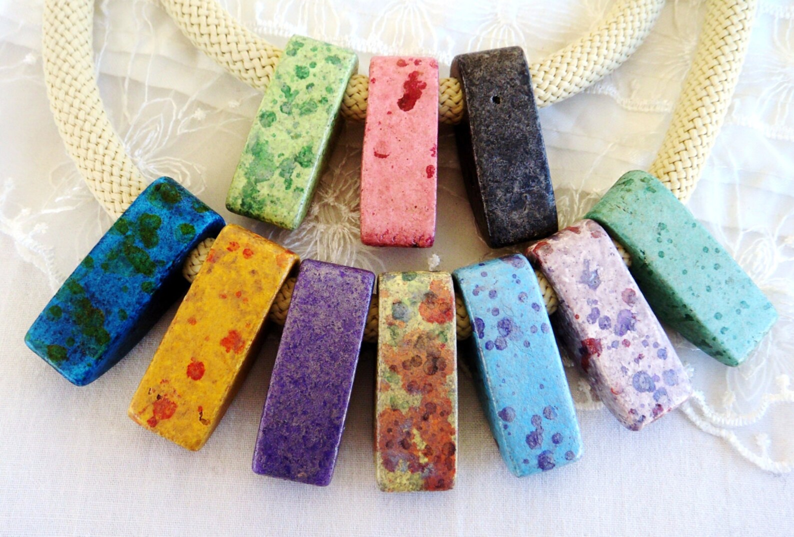 Bronze Big Tooth Ceramic Pendant Handmade Greek Inlay Ceramic | Etsy