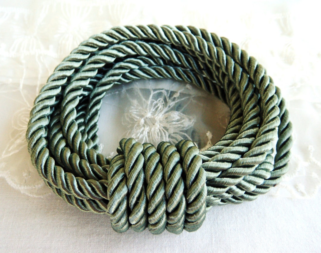 5mm Green Grey Satin Twisted Cord, Wrapped Thread Cord, Rope Cord - 1 ...