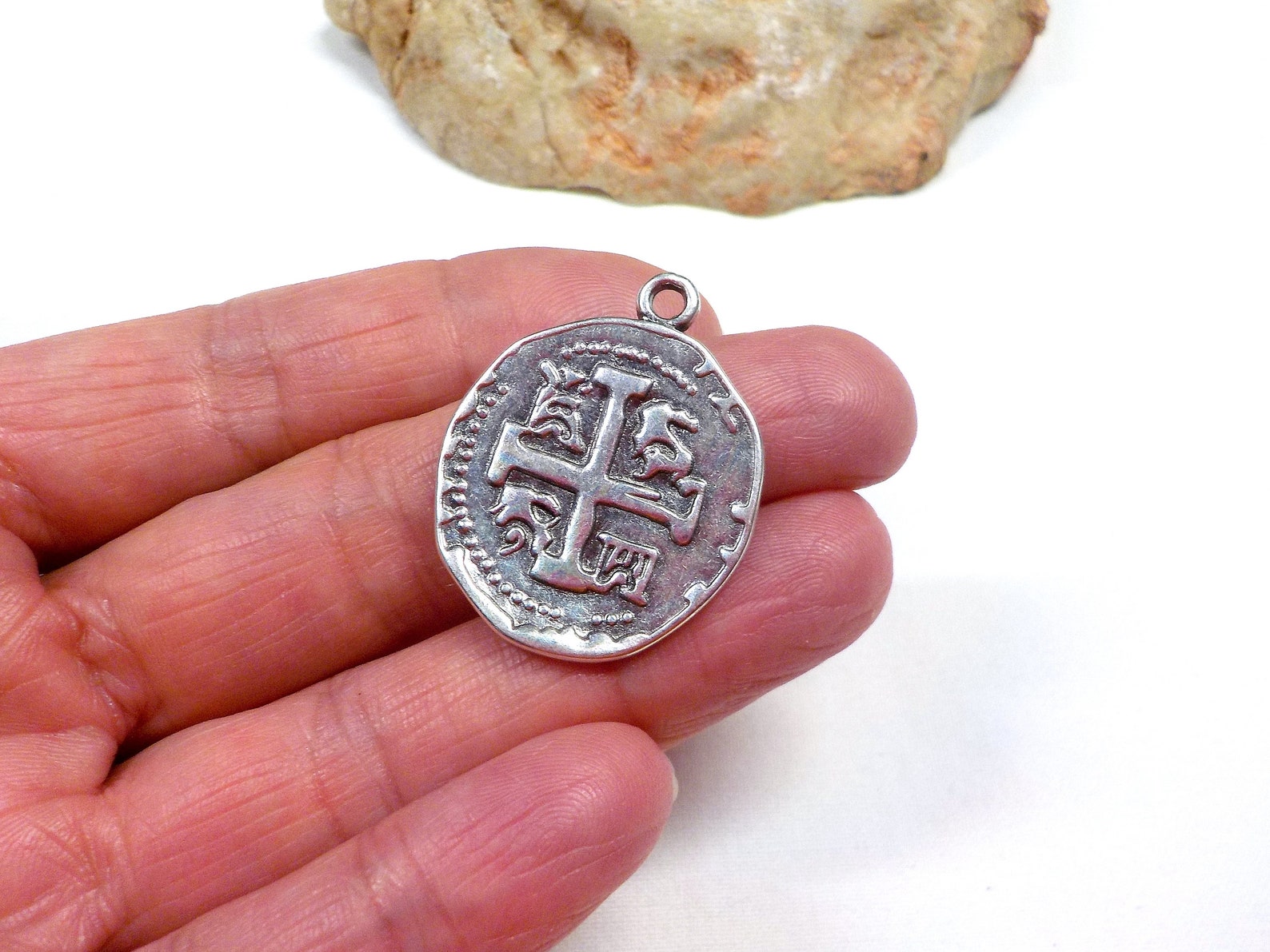 Silver Plated Round Cross Pendant Double Sided Cross Pendant - Etsy