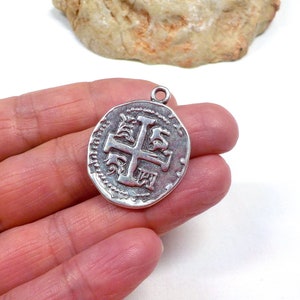 Silver Plated Round Cross Pendant, Double Sided Cross Pendant, Coin ...