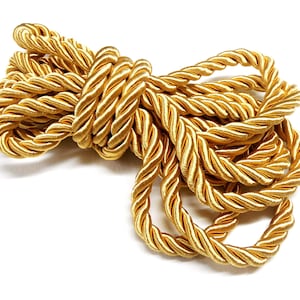 Gold Satin Twisted Cord, Wrapped Thread Cord, 9mm Rope Cord- 1 Yard/ 0 ...