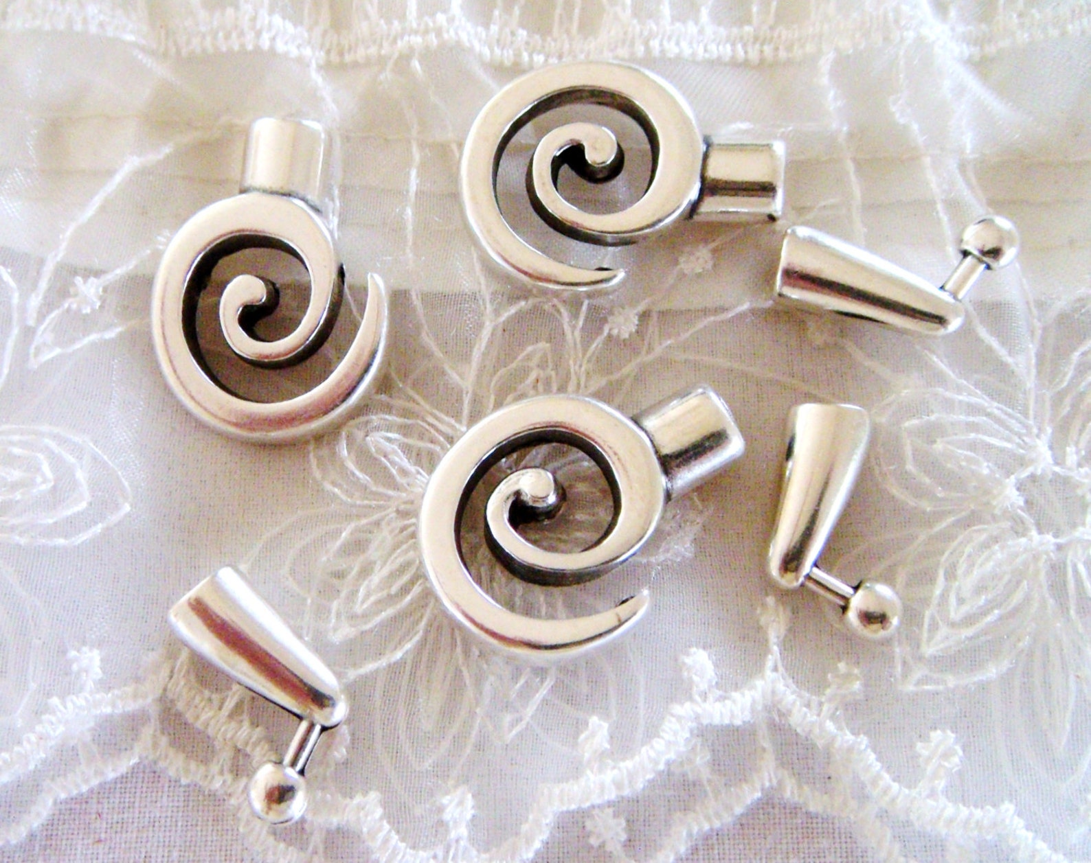 Silver Plated Spiral Clasp Swirl Clasp for 4mm Cords Zamak | Etsy