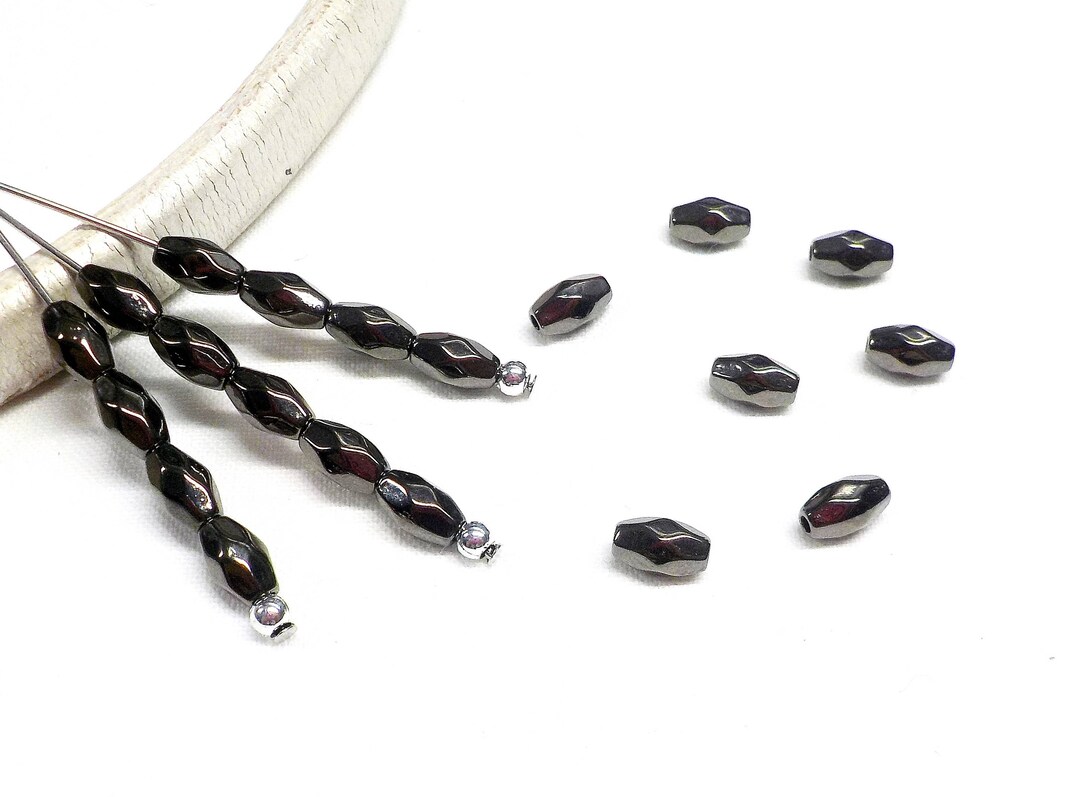 Gun Metal Faceted Metal Beads, Black Spacer Tube Beads, Gunmetal ...