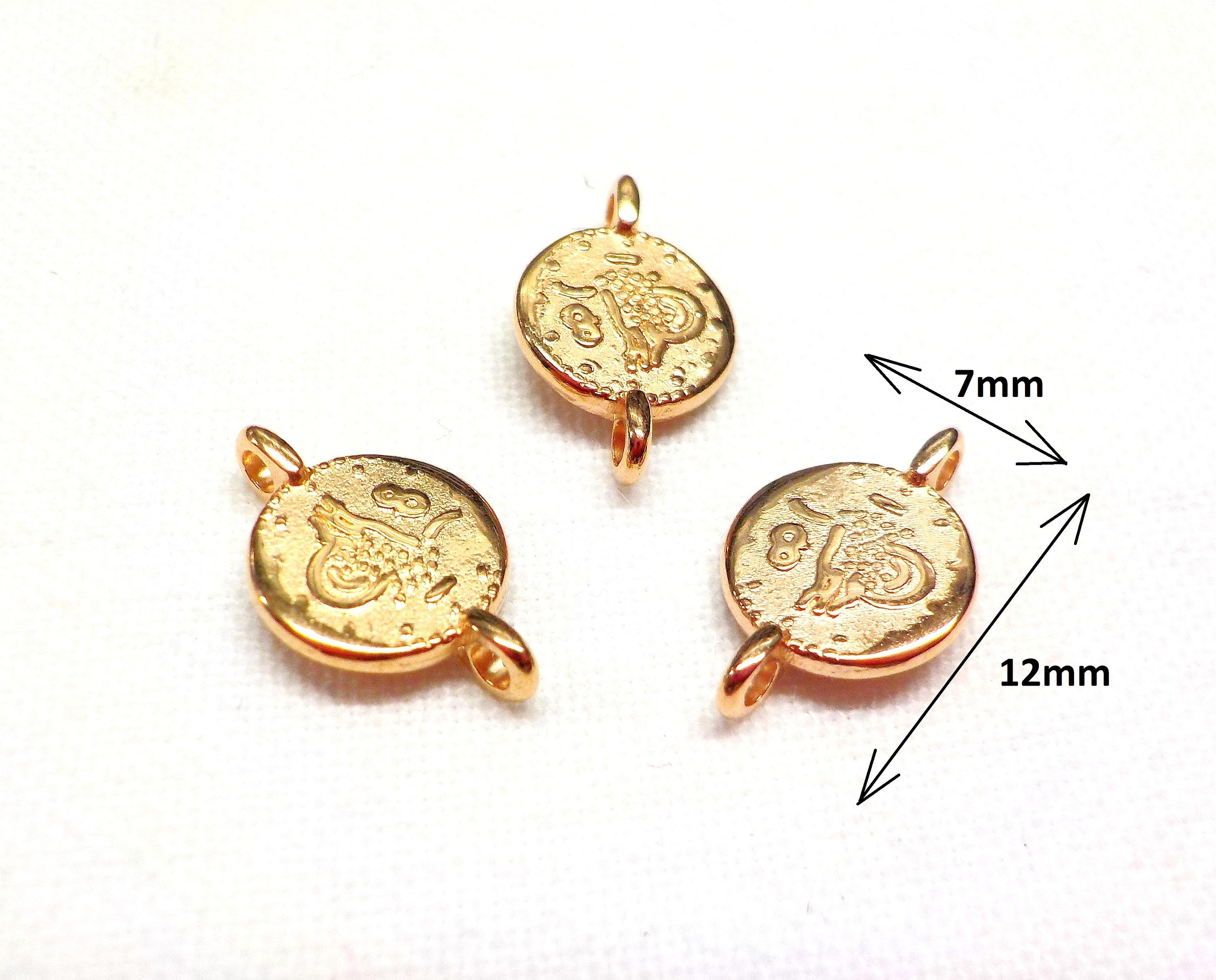 Silver Coin Charm Connector Mini Ethnic Round Charm Necklace | Etsy