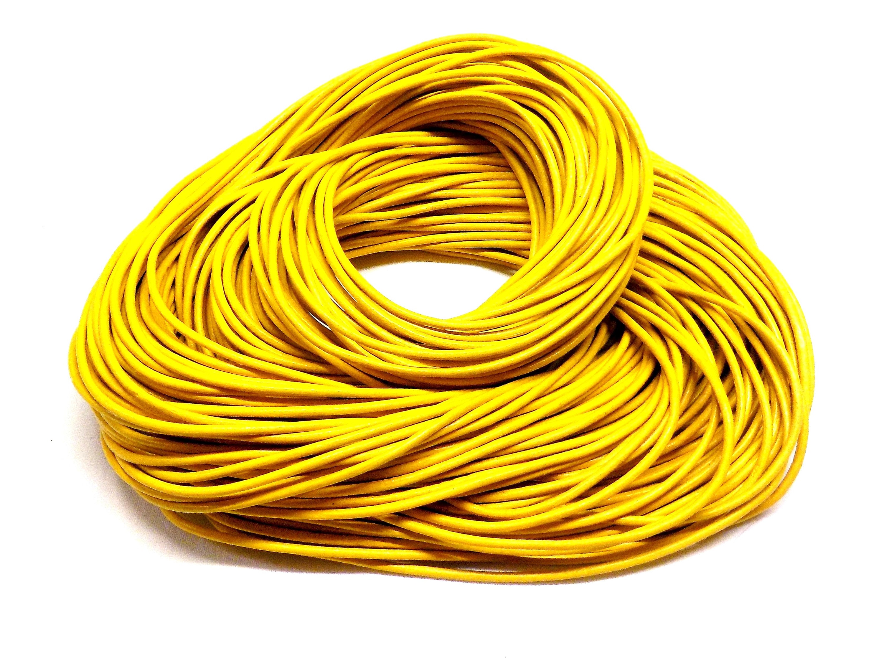 Yellow Genuine Round Leather Cord 2mm, Greek High Quality Leather Cord ...