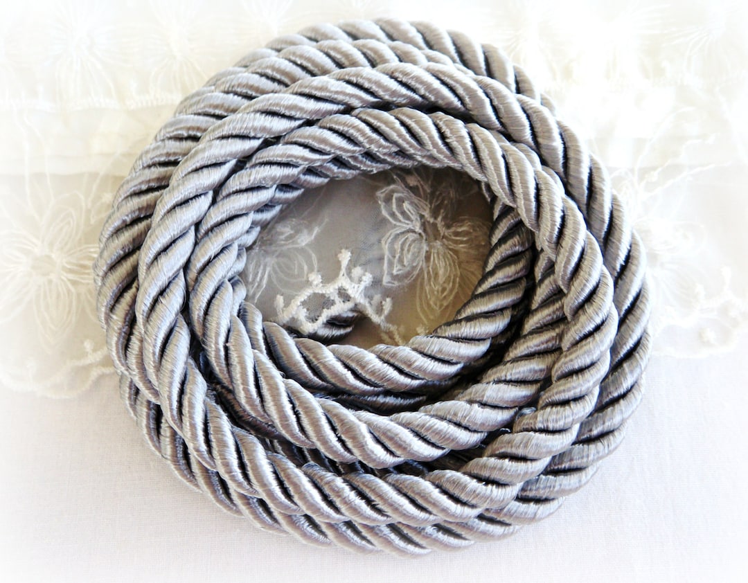 Silver Gray Grey Satin Twisted Cord, Wrapped Thread Cord, 10mm Rope ...