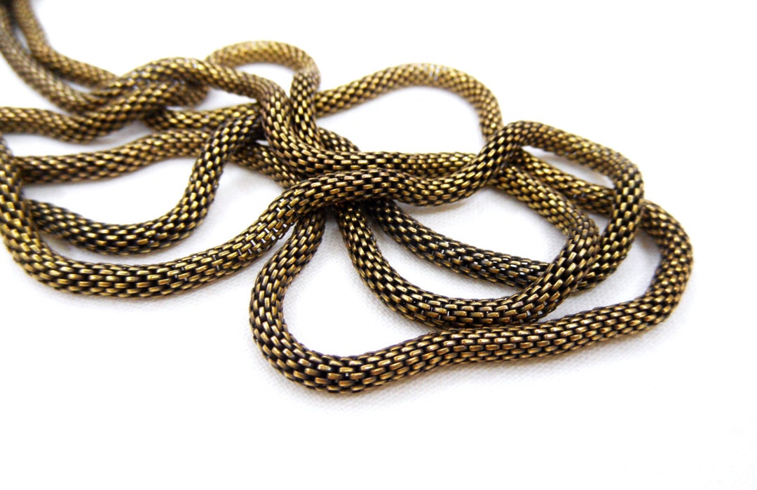 Brass Antique Steel Chain, Mesh Chain, Net Chain, Round Chain 3mm- 7 1/ ...