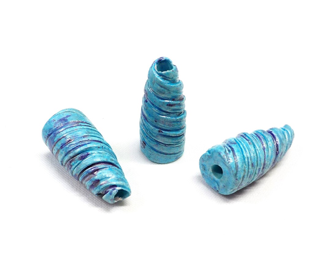 Shiny Light Blue Ceramic Conch Shell, Handmade Irregular Ceramic Tube ...