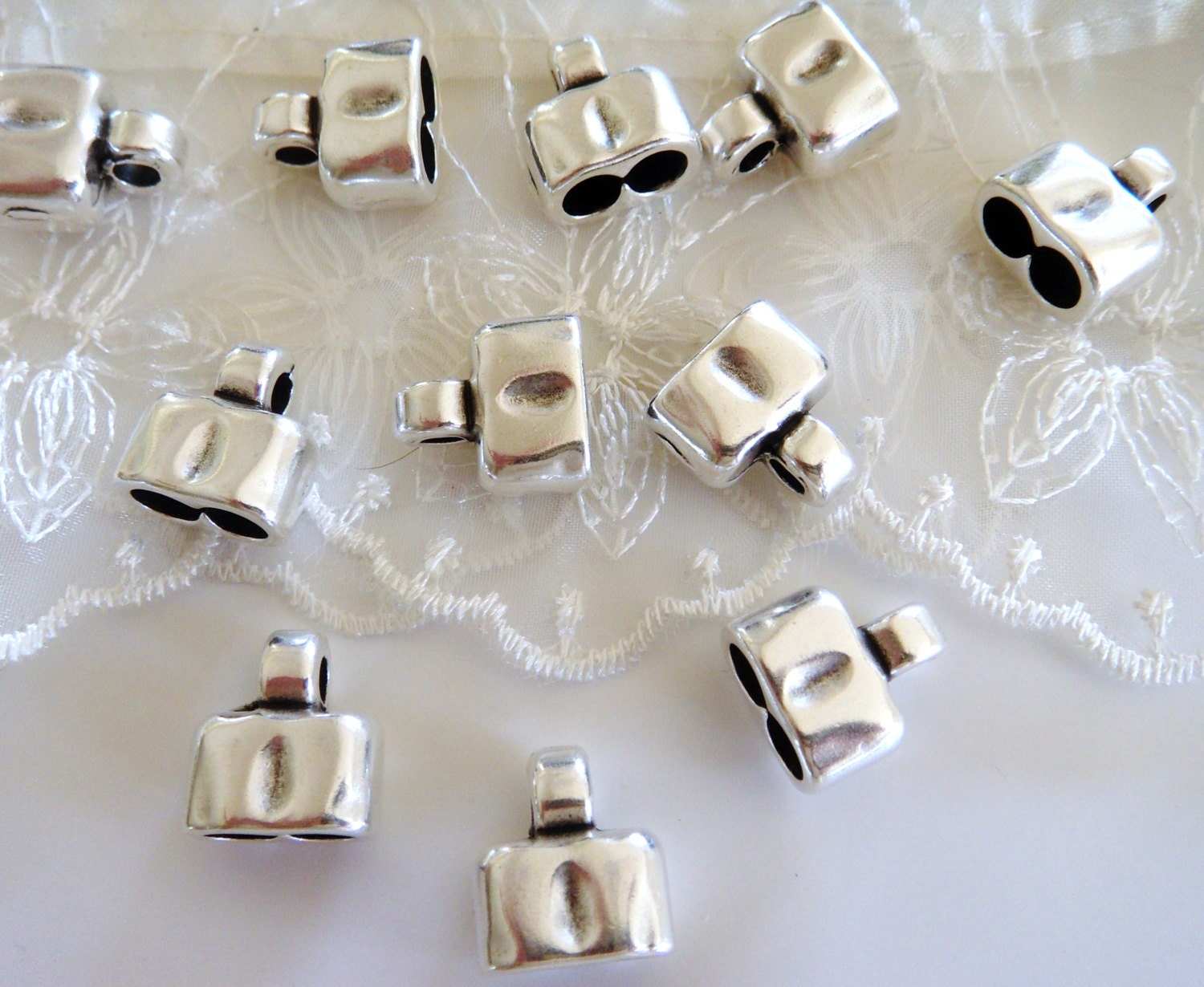 Silver Plated Double End Caps Double Terminator Double Cord - Etsy
