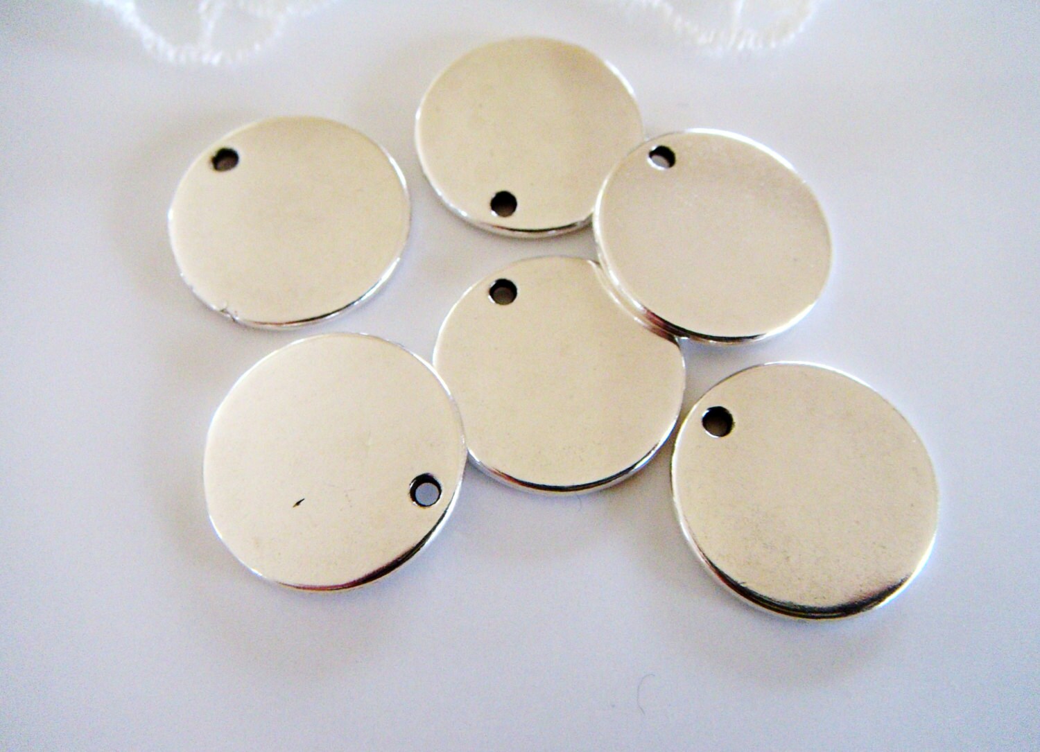 Silver Plated Plain Round Disc Coin Disc Charm Pendant Thick - Etsy