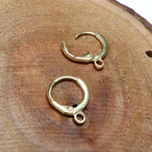 Gold Plated Brass Lever Back Round Earrings, Secure Hook Earrings With ...