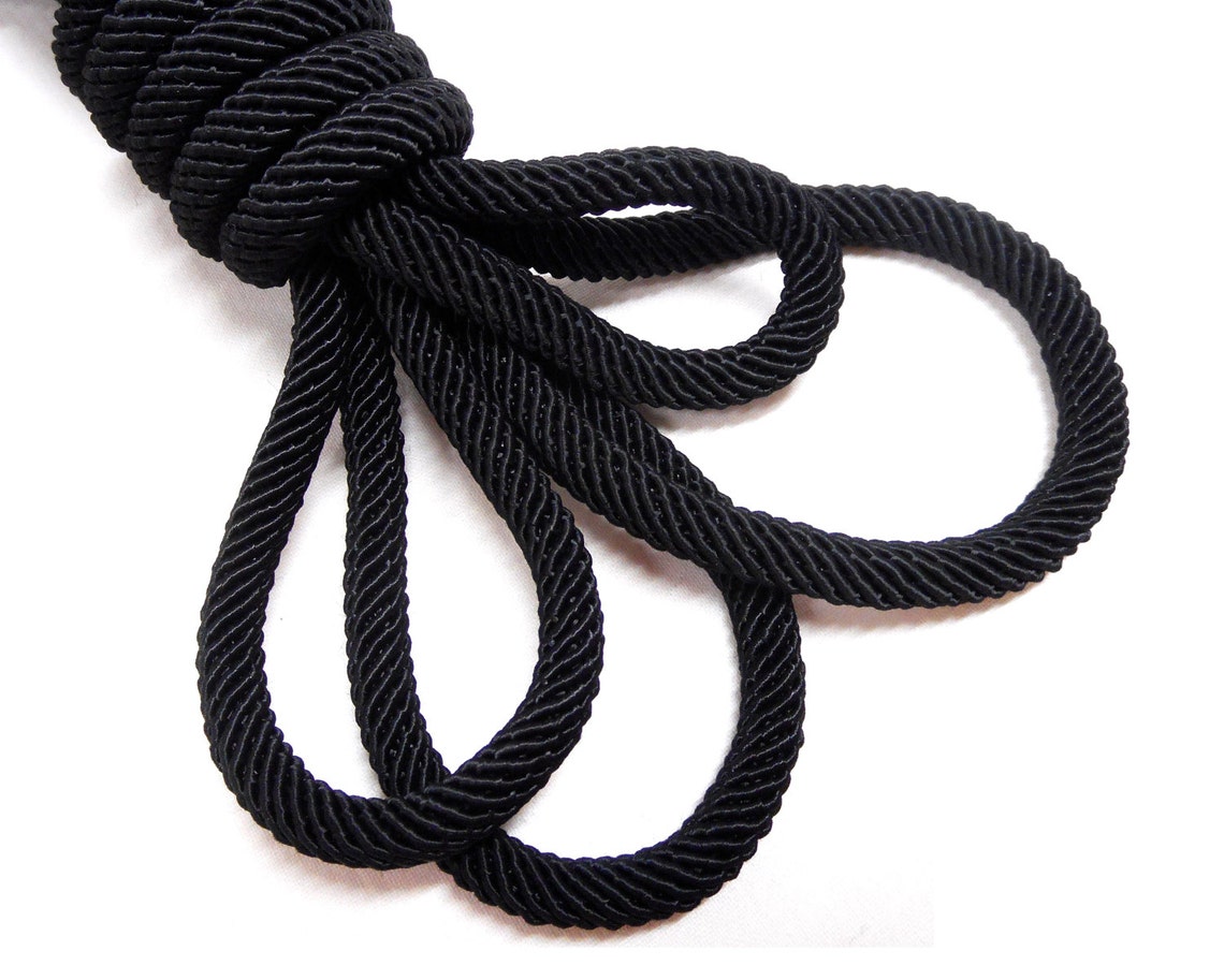 Black Braided Rope Cord Semisoft Trim Cord Artificial Silk | Etsy