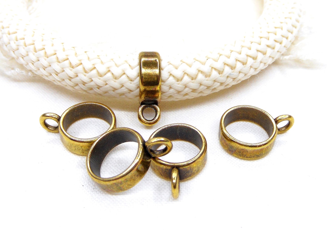 Bronze Plated Bail Beads, Bail Charm Holder Spacer With Loop, Tube ...