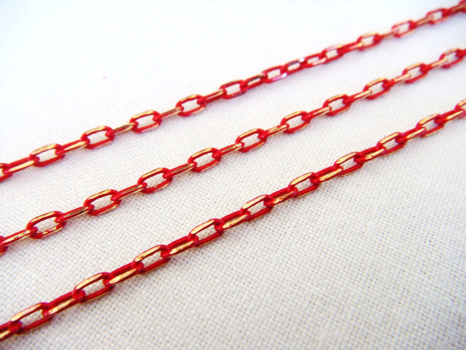 Gold Plated Red Colored Brass Chain Cable Chain | Etsy