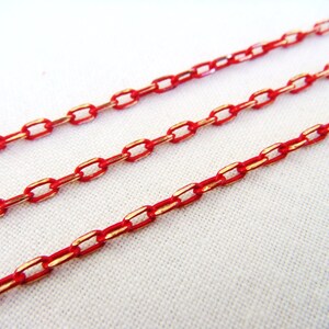 Gold Plated Red Colored Brass Chain, Cable Chain, Hypoallergenic, Non ...