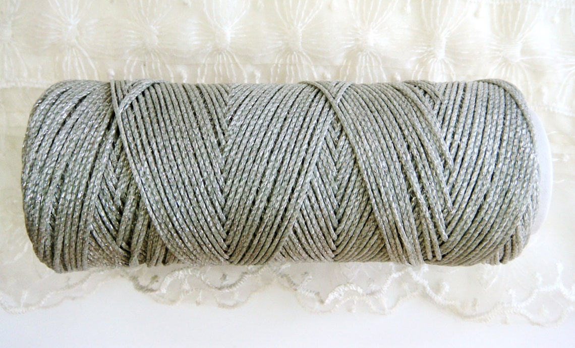 Silver Metallic Waxed Cord 1mm, Macrame Waxed Cord, Metallic Cord ...