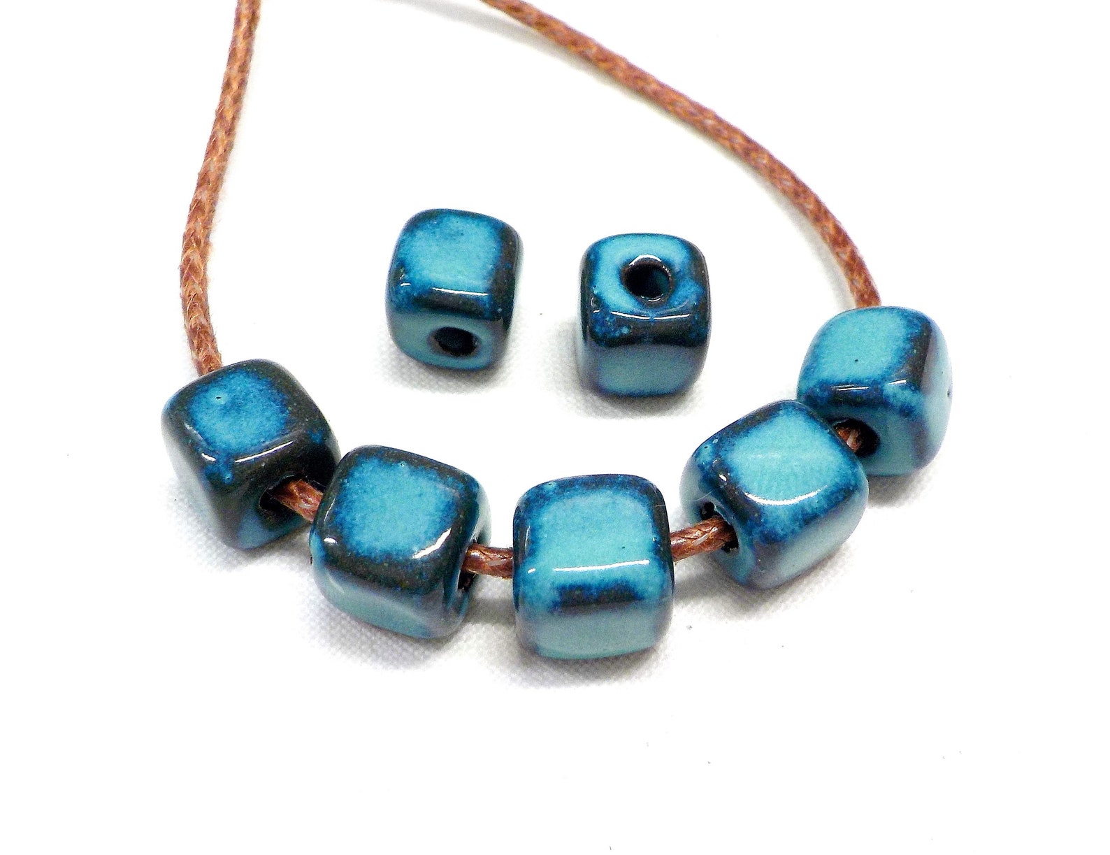 Turquoise Blue Multi Ceramic Cube Handmade Enameled Ceramic | Etsy