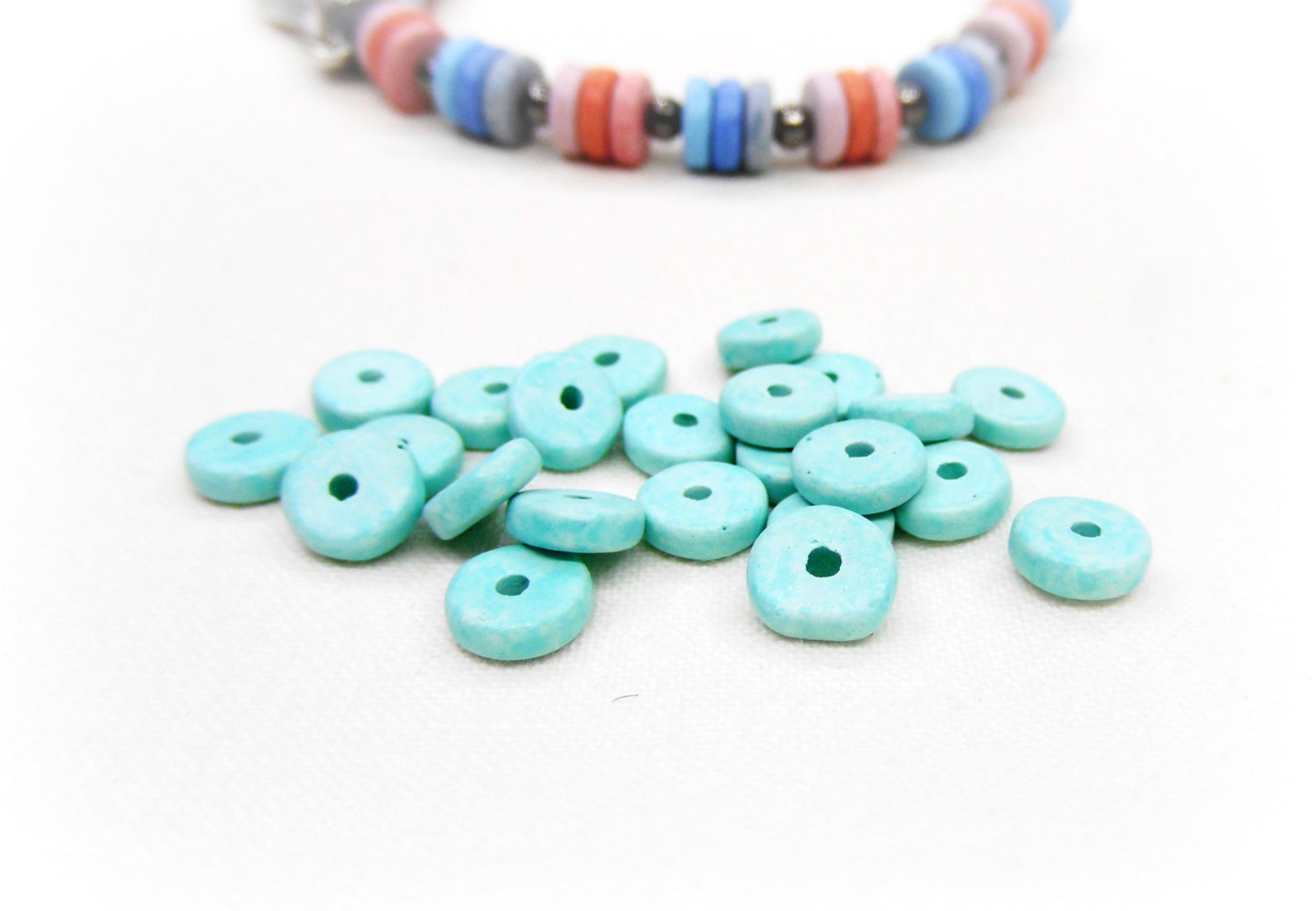 Turquoise Ceramic Washers Ceramic Rondelles Small Ceramic | Etsy