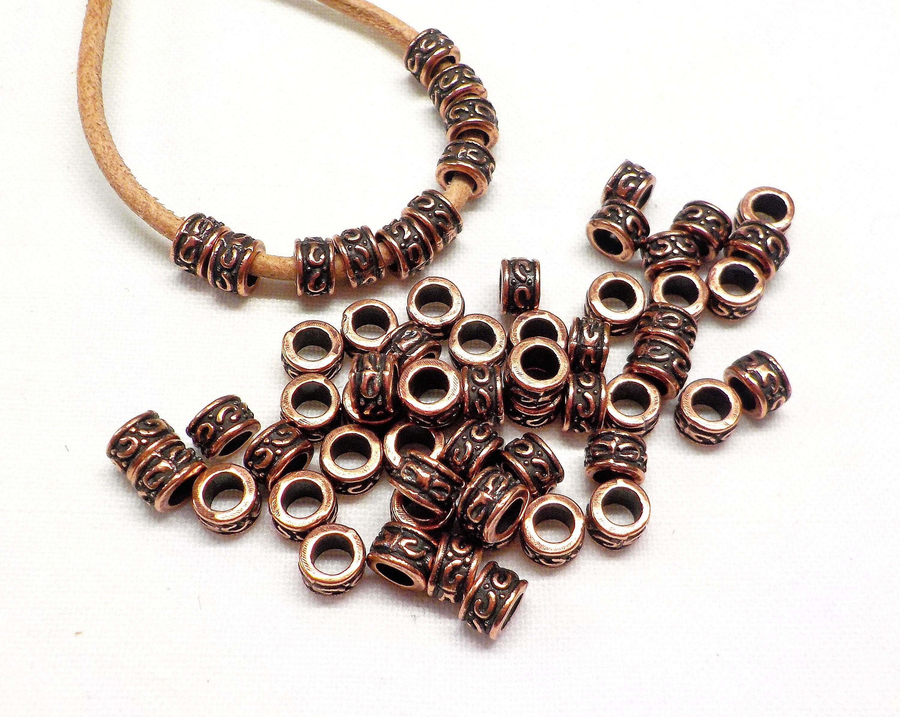 Copper Ethnic Metal Beads, Spacer Tube Beads, Copper Metal Sliders ...